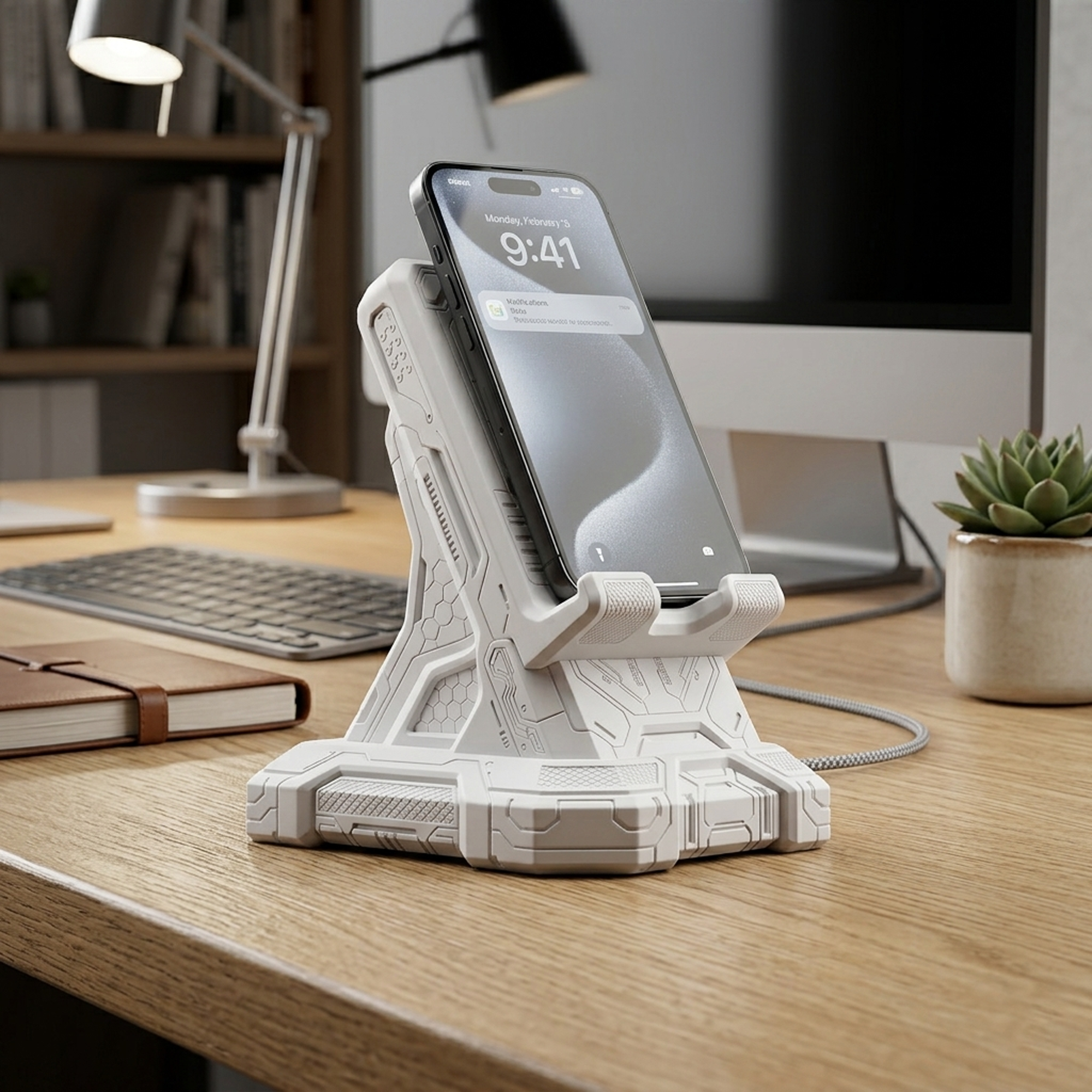 🏢 Futuristic Desktop Mobile Device Stand・ 3D File for 3D printing・Cults