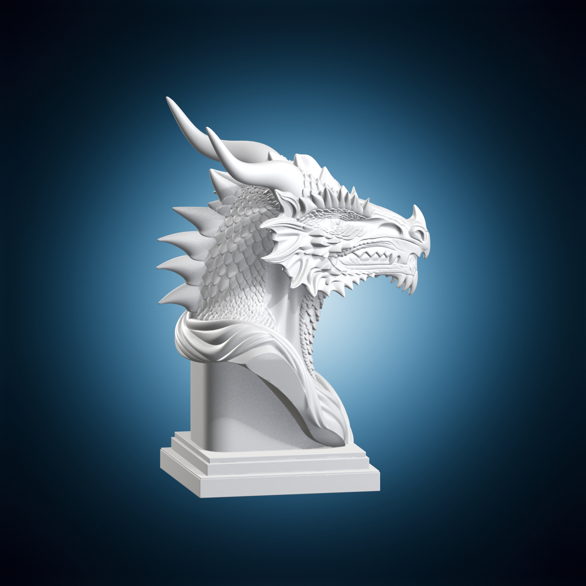 🐉 Detailed Dragon Head Sculpture・ 3D File for 3D printing・Cults