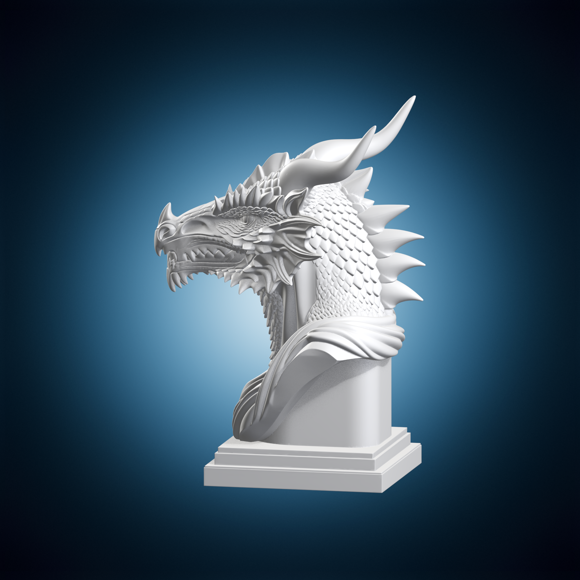 🐉 Detailed Dragon Head Sculpture・ 3D File for 3D printing・Cults