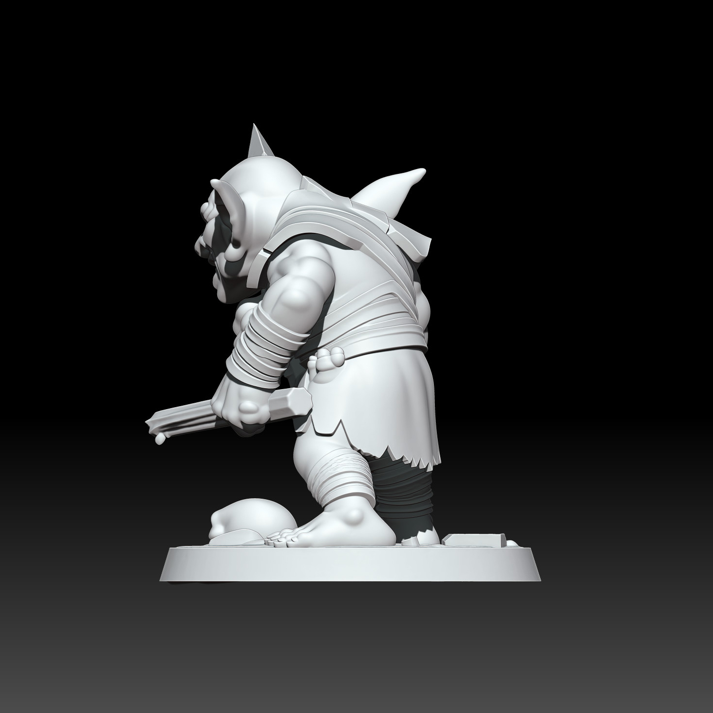 👺 Goblin With Spear On Cylindrical Base・ 3D File for 3D printing・Cults