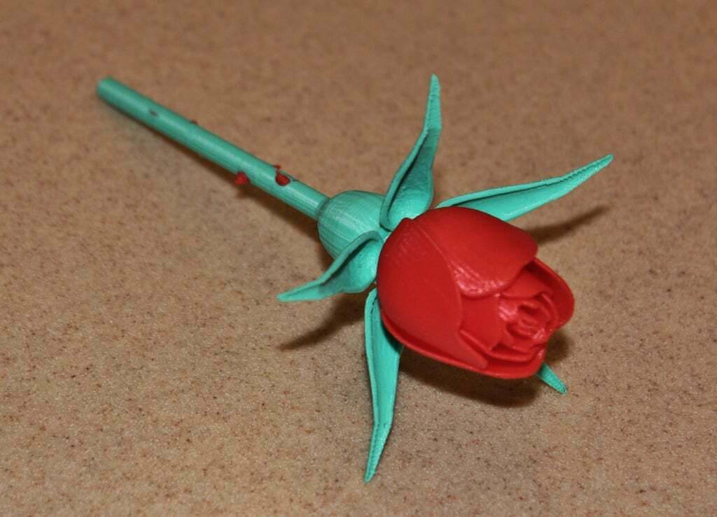 🌹 Rose with Stem & Thorns & Sepals & Hip for Valentine's Day・Free STL ...