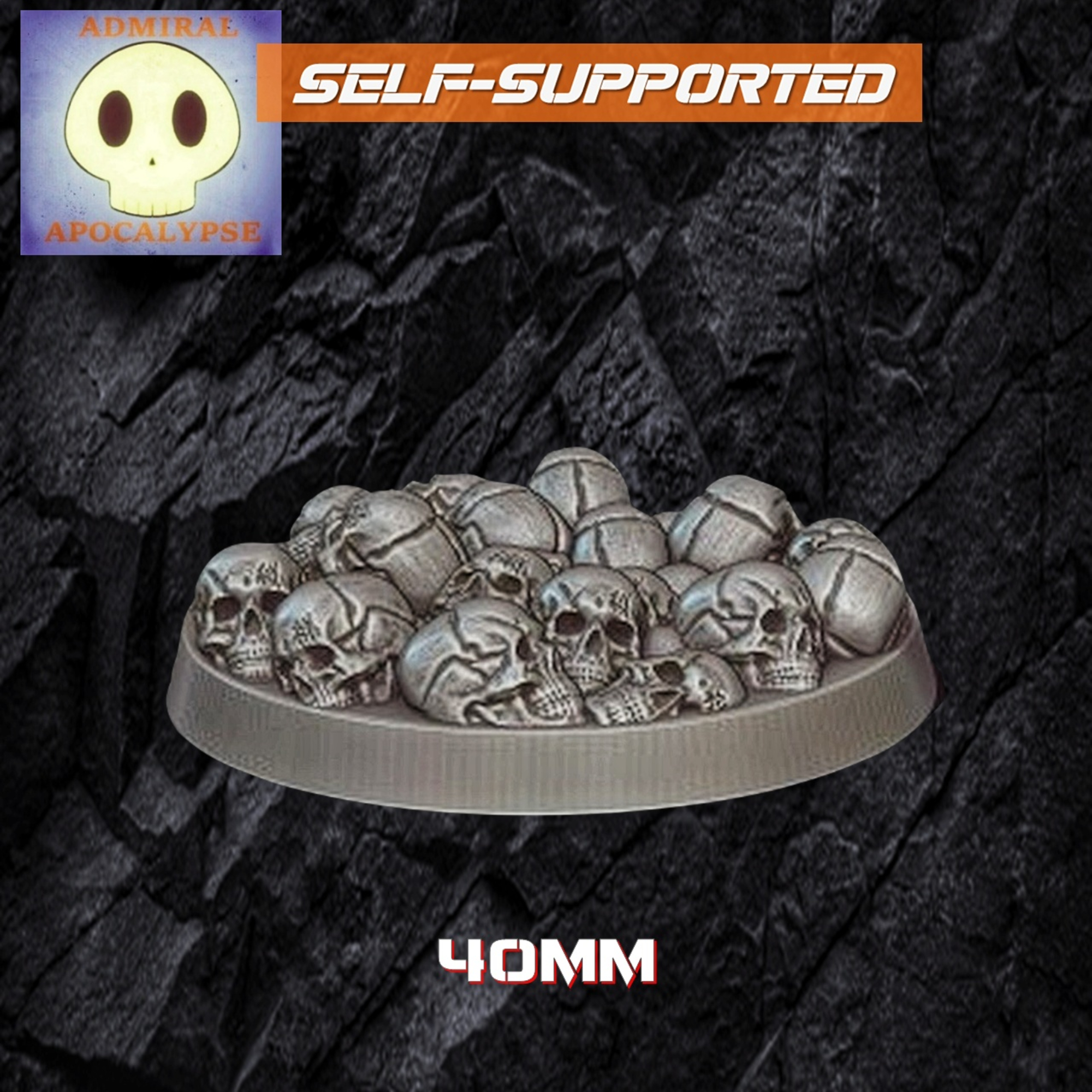 💀 Skull Pile Base Bundle (25, 32, 40 & 60mm round)・ STL File for ・Cults