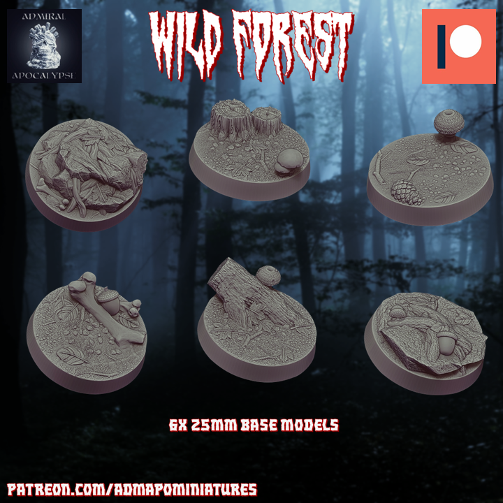 STL file Wild Forest Set 25mm/~1" Set (6 pre-supported base model) 💀・3D ...