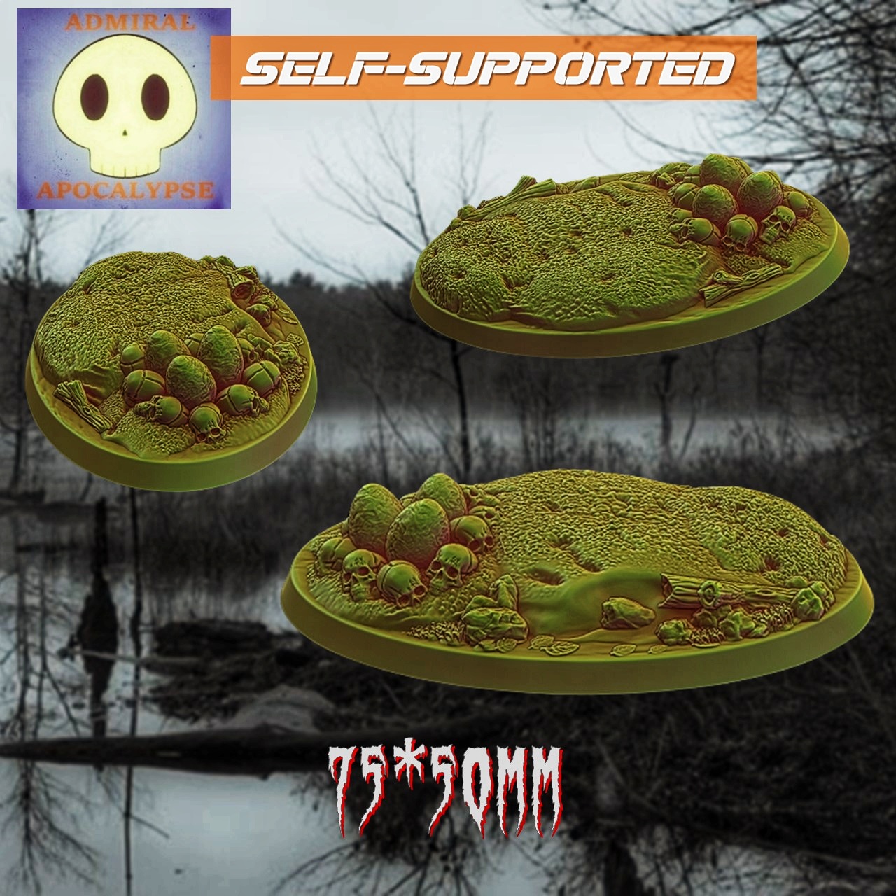 🌳 Swamp Base Set (15 Stl Files//6 different base sizes// Round & Oval ...