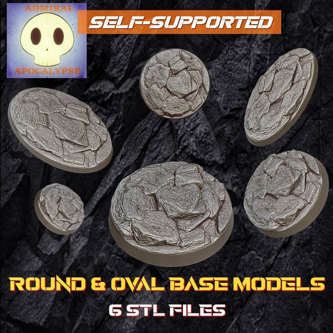 🪨 Rock ground Base Set 3 (Round and Oval Bases// 6 different base sizes ...