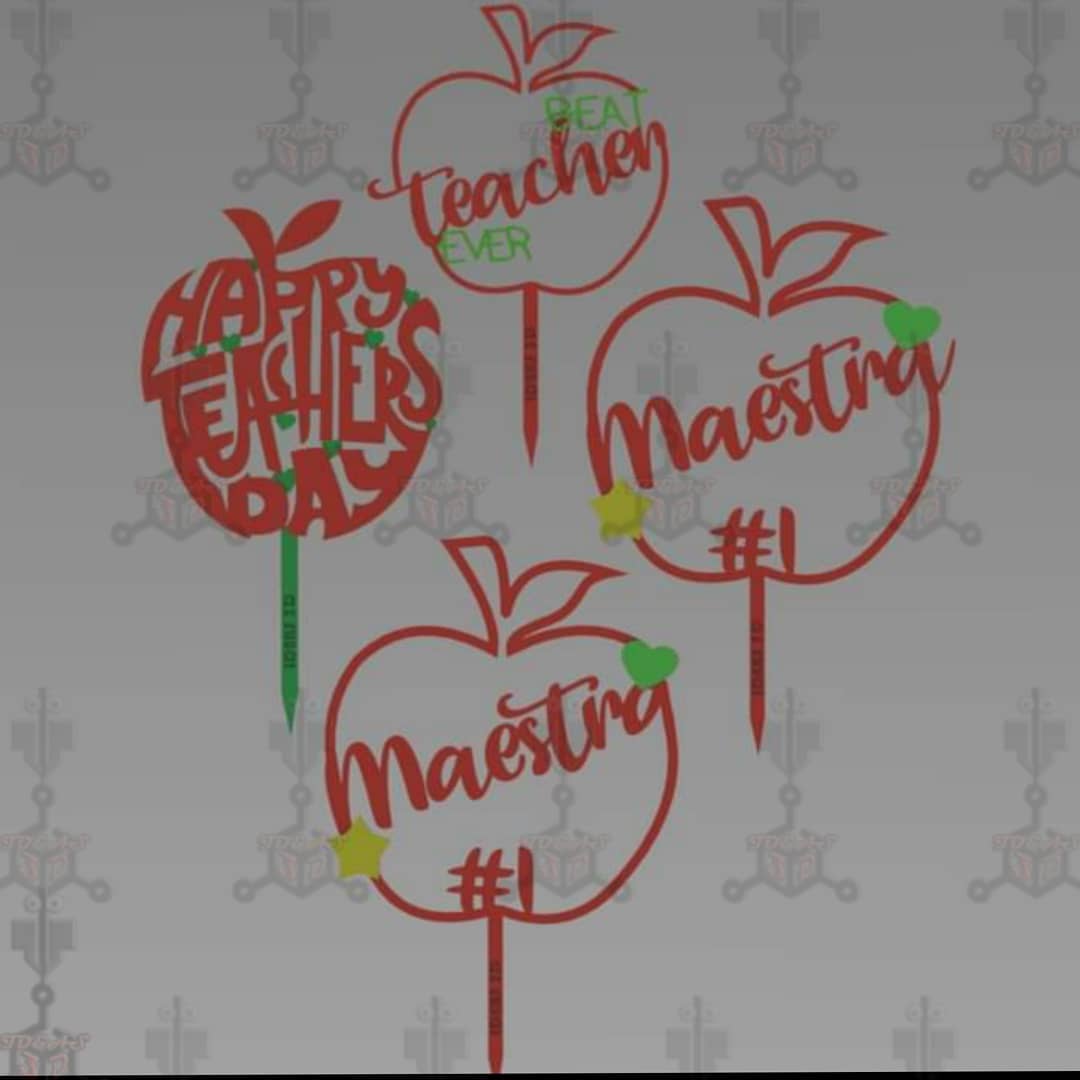 Archivo STL gratis set cake topper dia del maestro 🍰 ・Diseño de ...