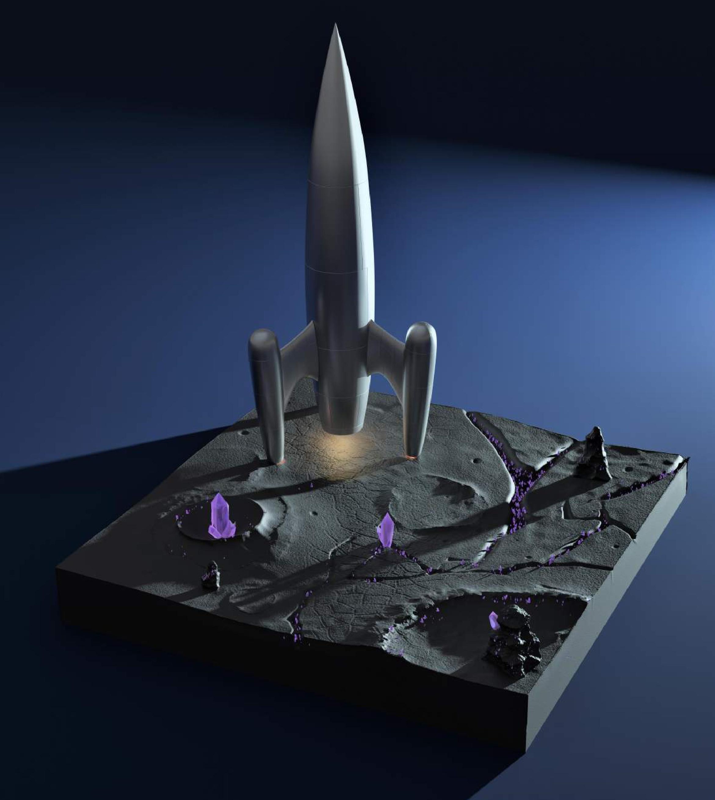 🚀 Retro Rocketship Diorama・Free 3D File for ・Cults