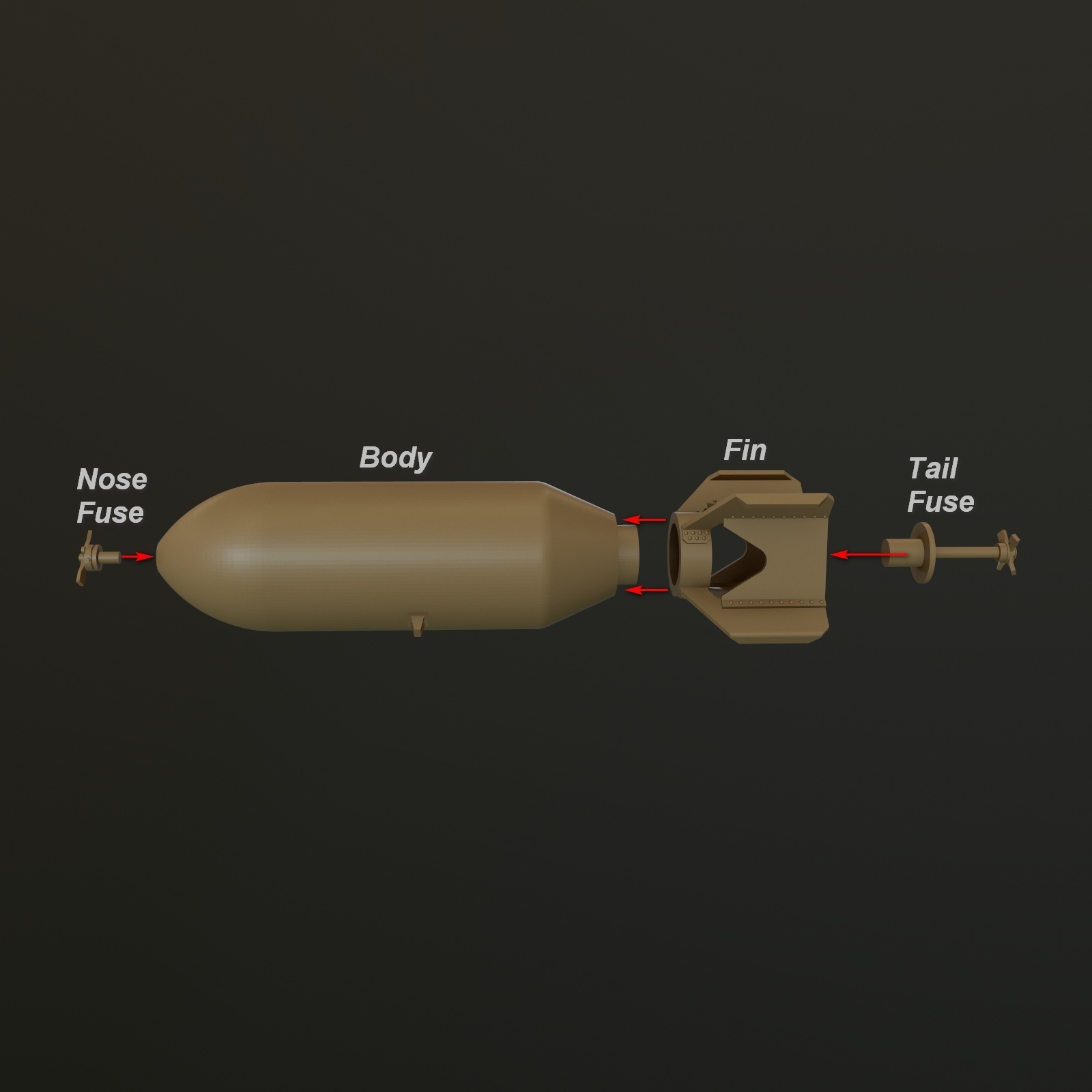 STL file US GP BOMB AN-M64A1 500LB 1-32 1-35 💣 ・3D printer design to ...