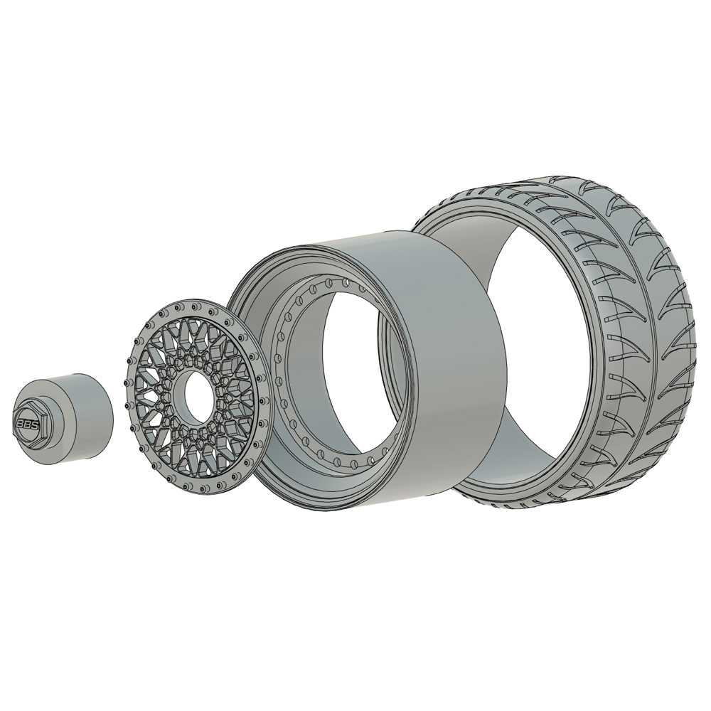 🛞 BBS RS 16to18 Style - scale model wheel set - 17-18" - rim and tire ...