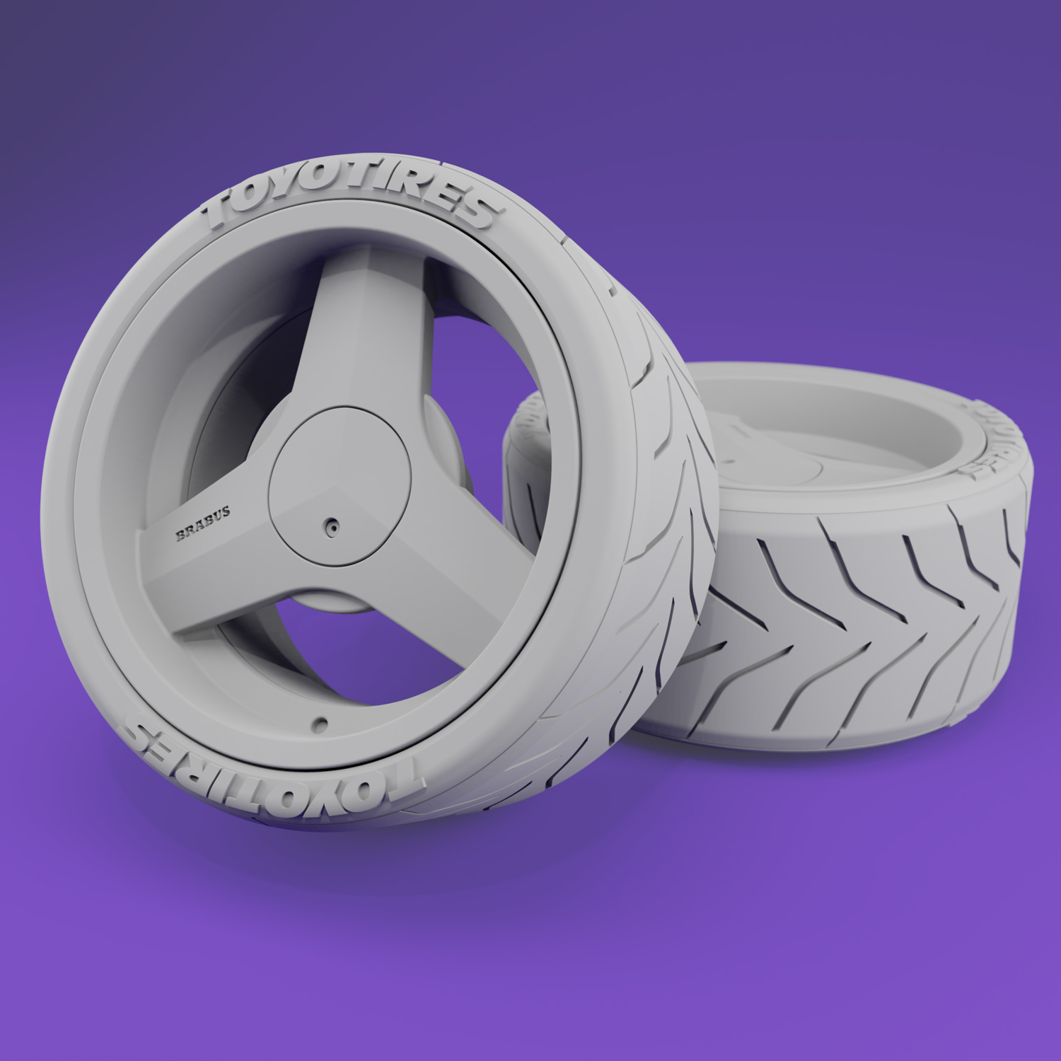 🛞 Brabus Monoblock II Style - 比例模型轮毂套装 - 17-18" - 轮辋和轮胎・文件用于 STL ・Cults