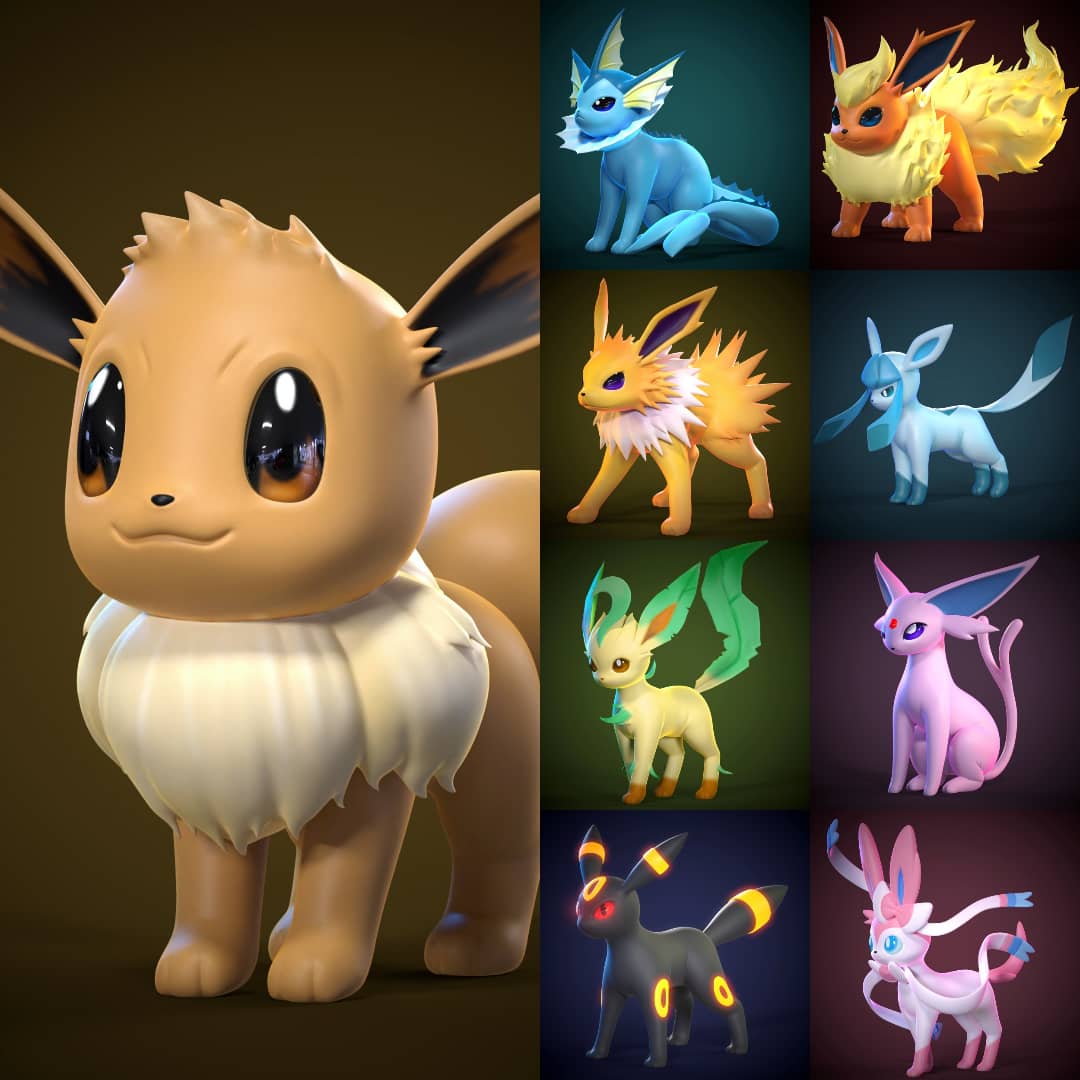 STL 文件 Eevee Evolutions Pack 🐉・可下载 3D 打印机设计・Cults