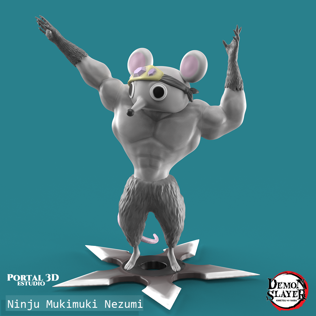STL file Ninju Mukimuki Nezumi/Muscle Mouse/ Kimetsu no Yaiba 🐁 ・Design ...