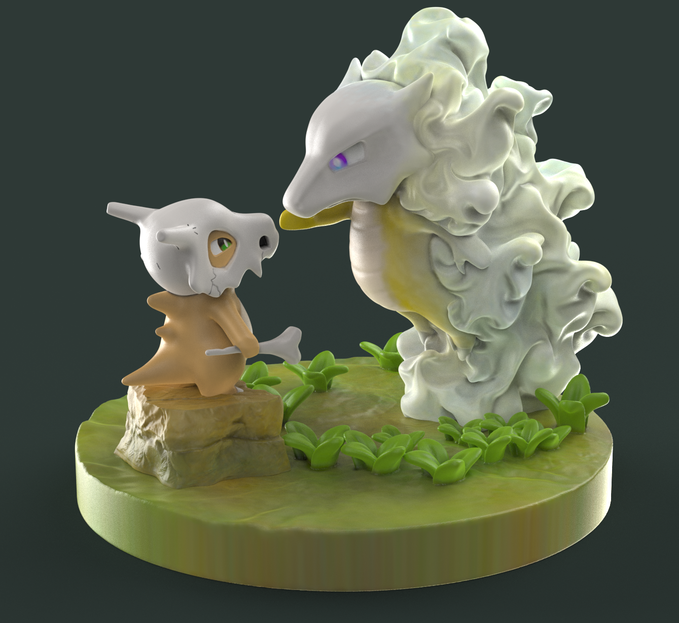 🐉 Diorama, cubone/Pokemon・Archivo STL para Impresión 3D・Cults