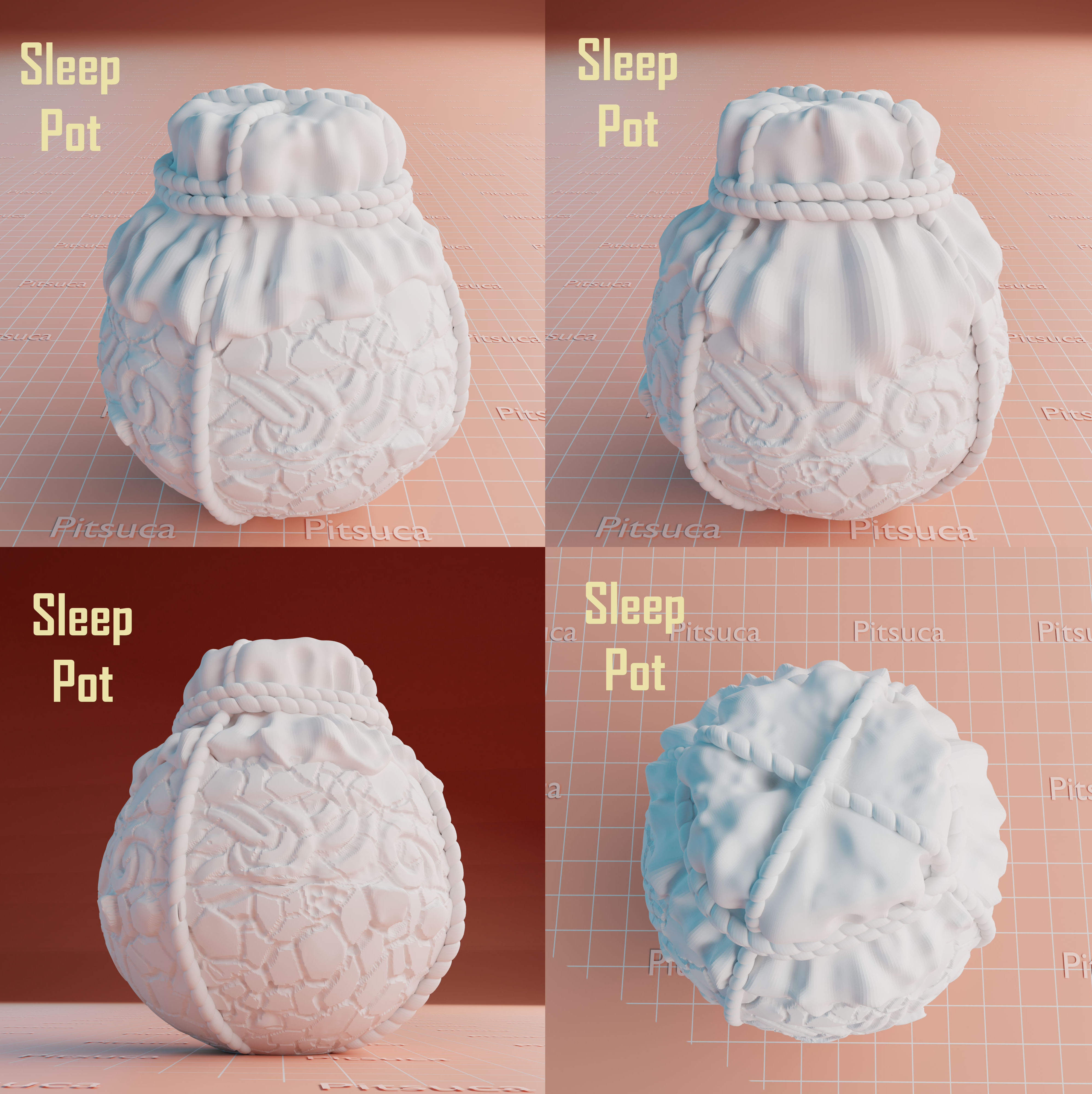 🪴 Cracked pot, Sleep pot, Fetid pot armas de elden ring・Archivo STL ...