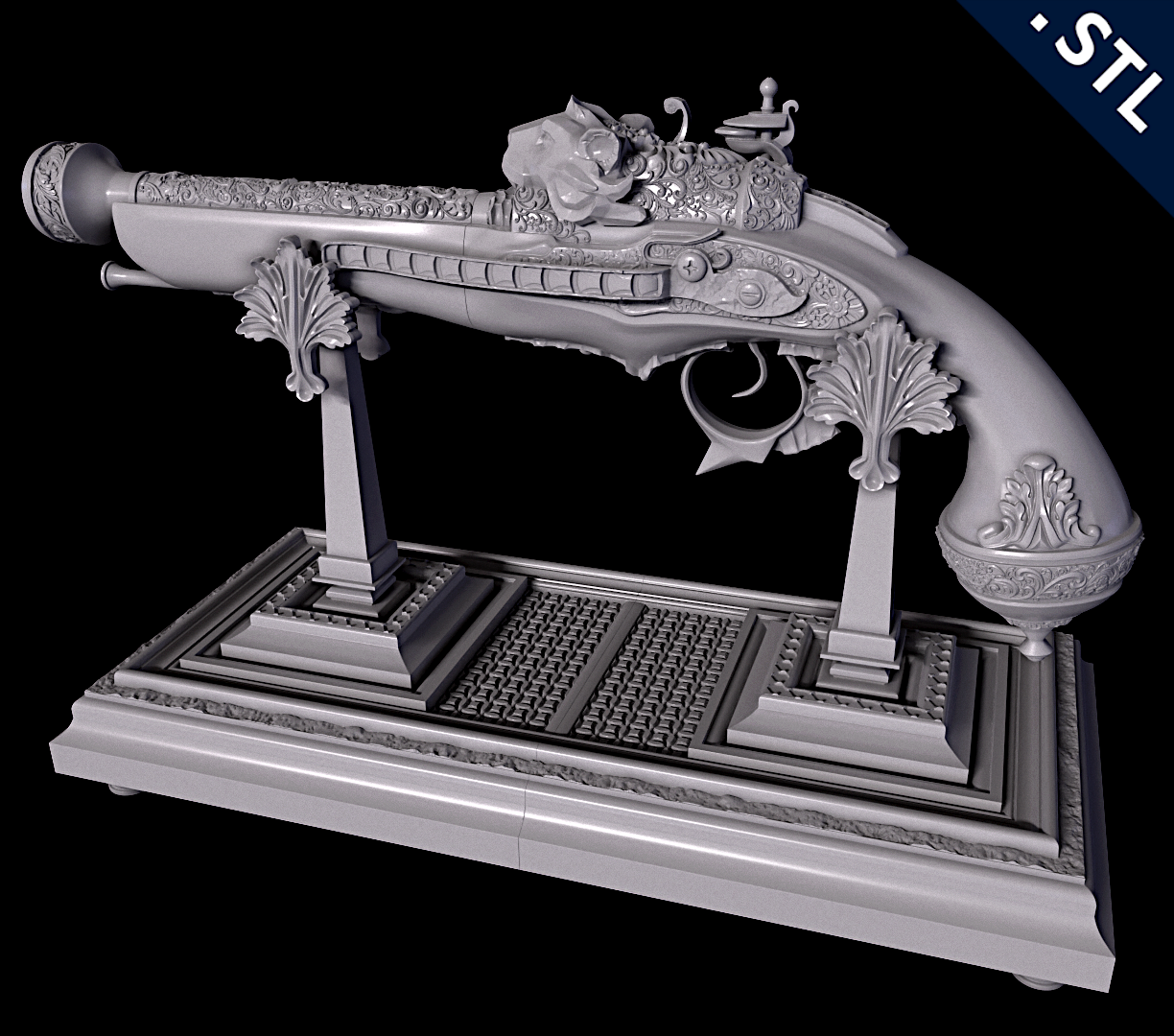 🔫 Flintlock Pistol & Pistol Display Stand・Free STL File for 3D printing ...