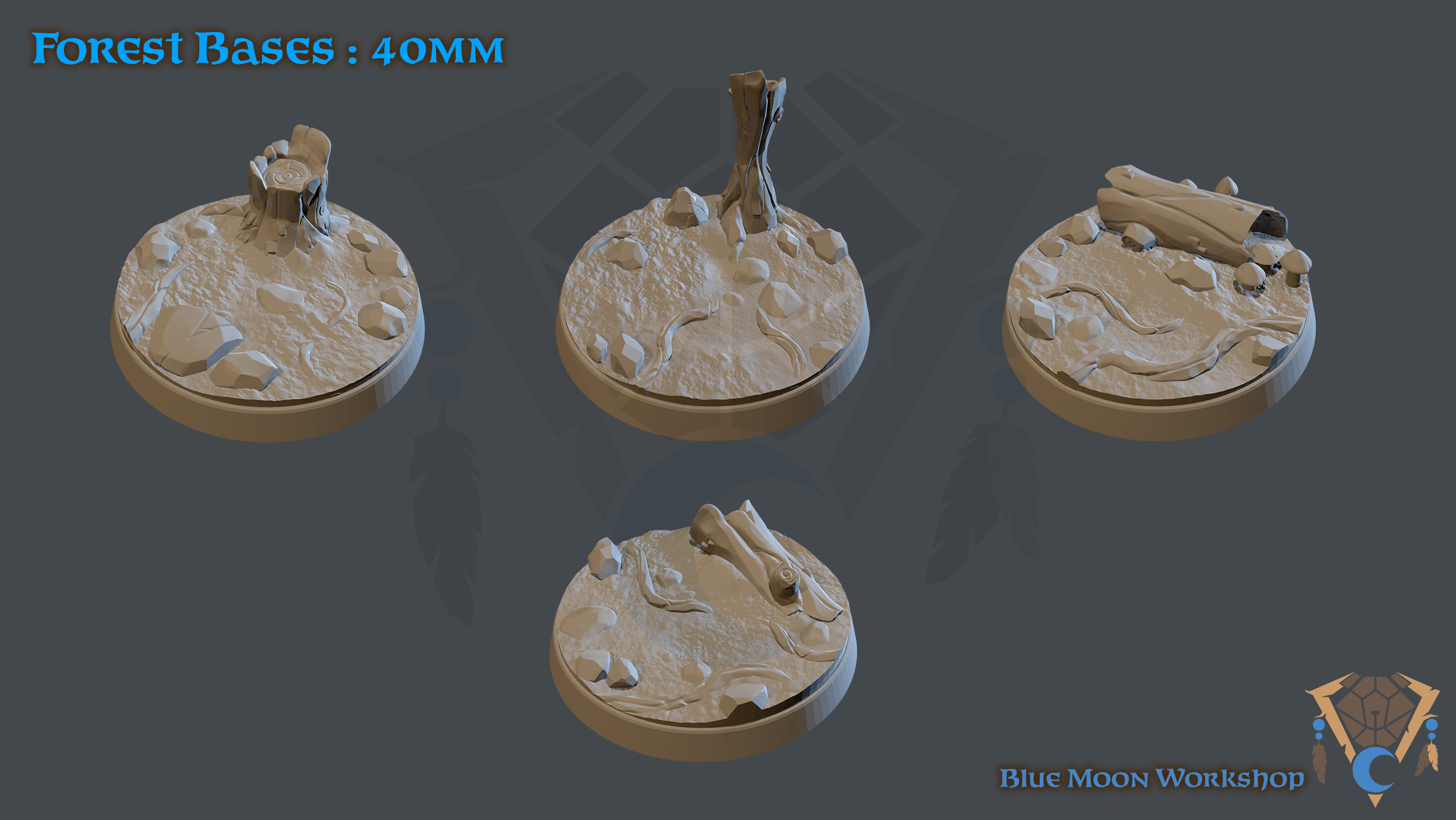 ⚔ Stylized forest bases : 40mm・ STL File for ・Cults