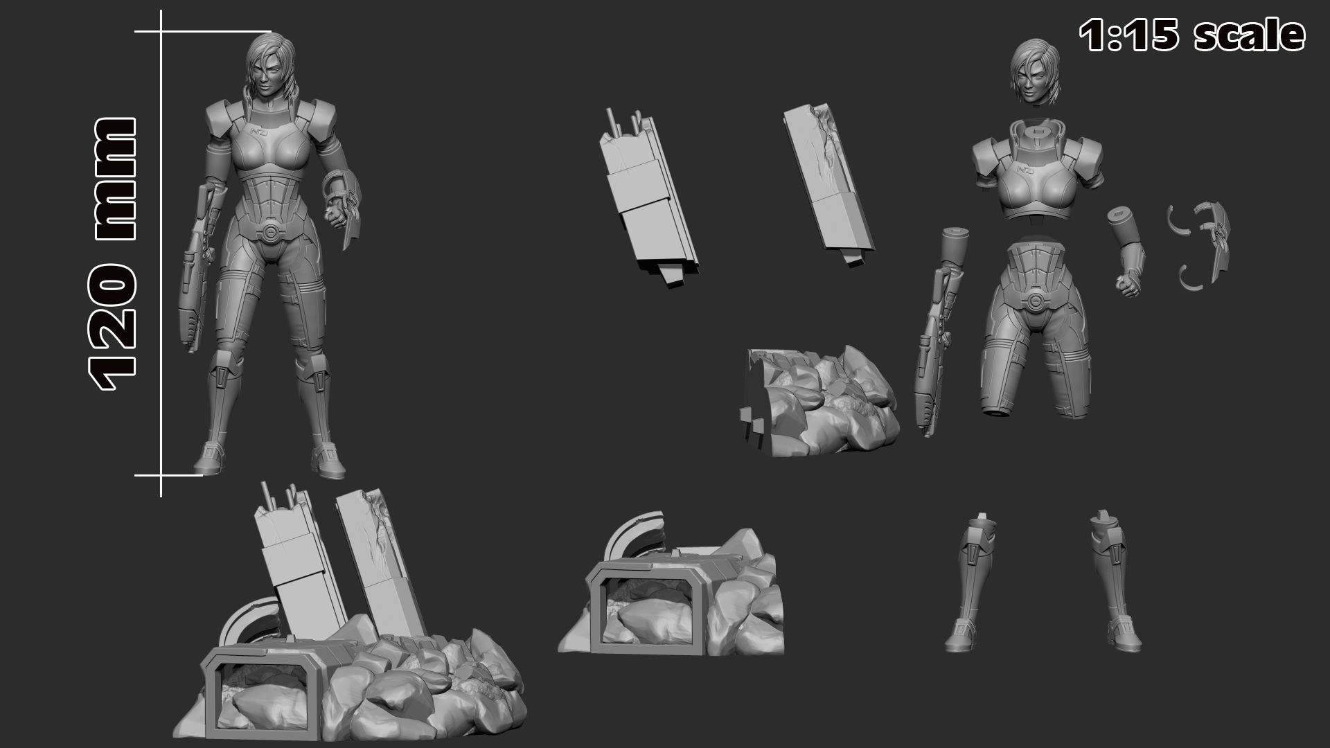 STL file Commander Shepard female ♀️ ・3D printer model to download・Cults