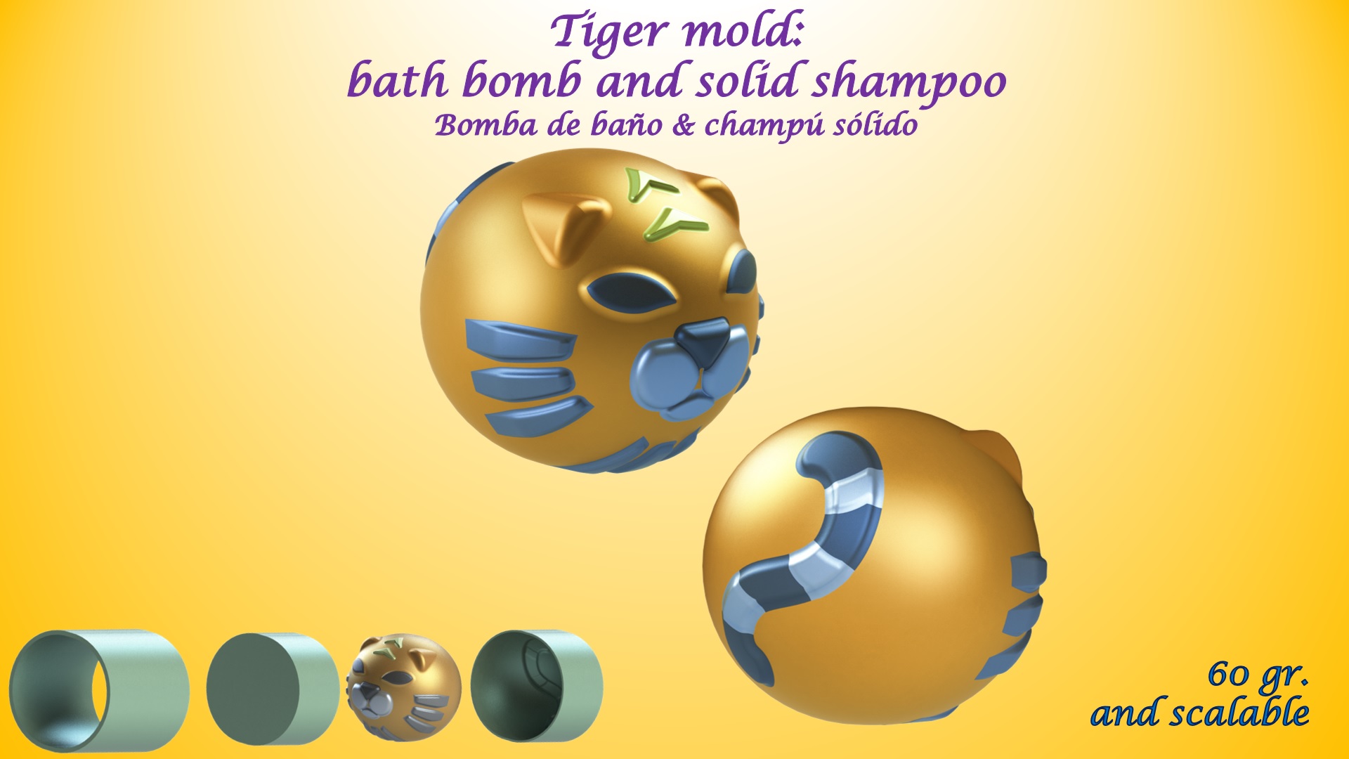 Archivo STL TIGER MOLD: BATH BOMB, SOLID SHAMPOO 🐅 ・Objeto imprimible ...