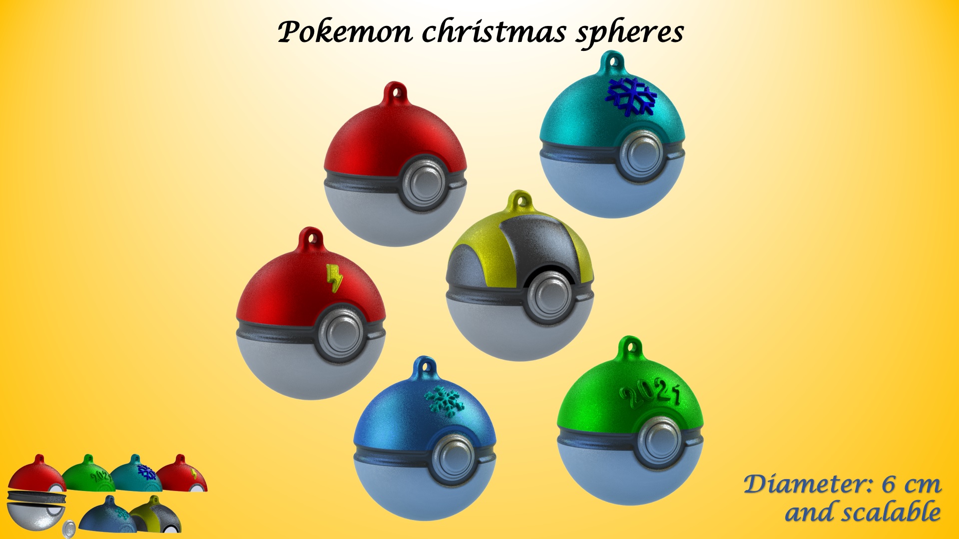 Archivo STL POKEMON CHRISTMAS SPHERES 🐉 ・Objeto para impresora 3D para ...