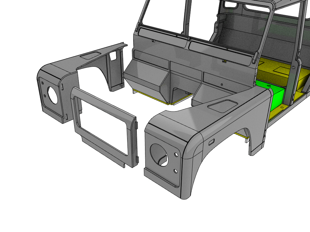 👽 Land Rover defender 130 high capacity For 1:10 rc chassis・ STL File ...