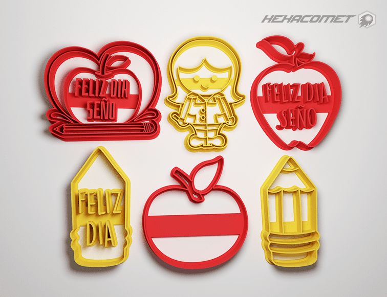 arquivo STL 6 CORTANTES CUTTER COOKIE MOLDE PARA GALLETITAS DIA DEL ...