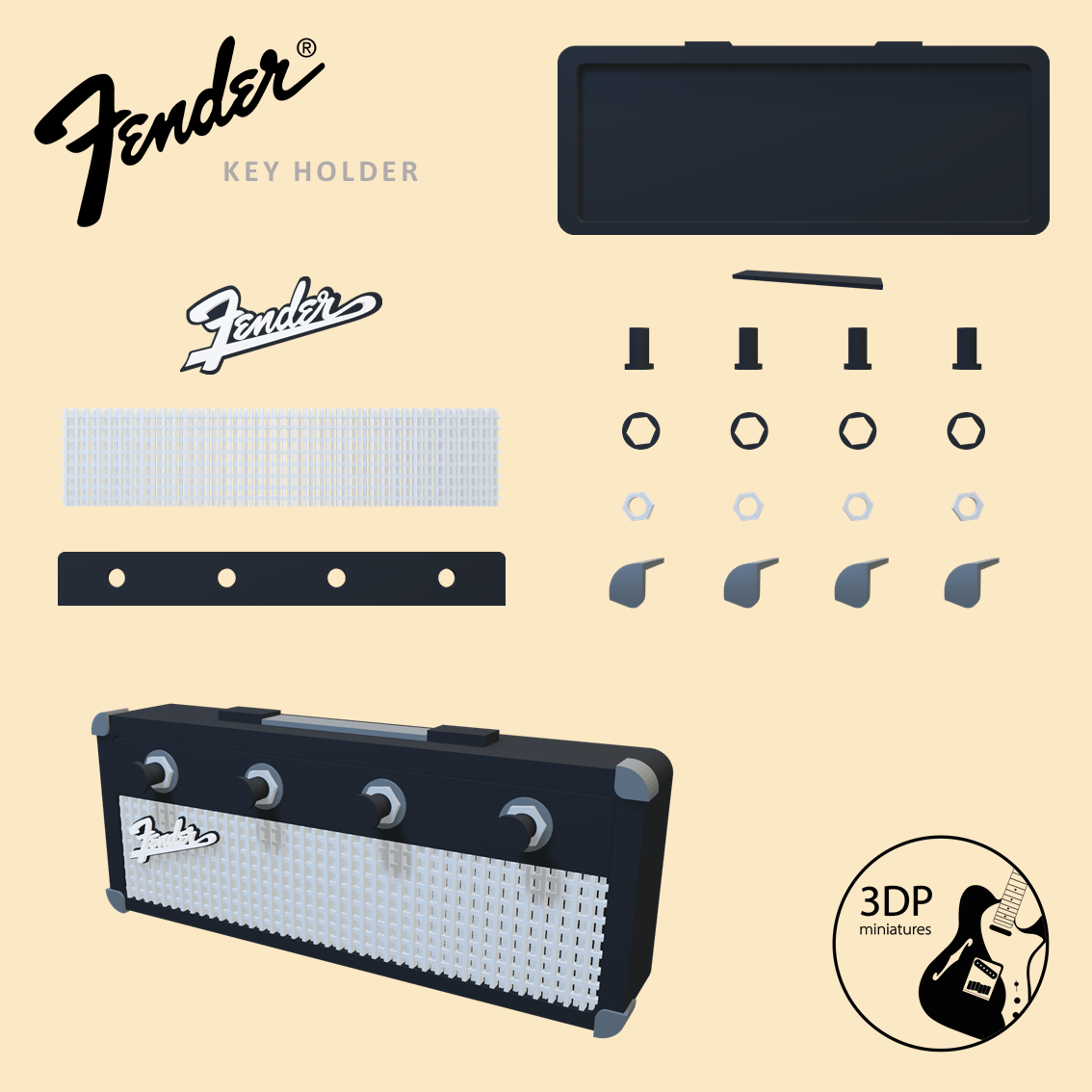 Archivo STL FENDER | KEY HOLDER 🔑・Diseño de impresión en 3D para ...