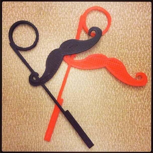 3D printed Mustache and Monocle on a thin Stick・Cults