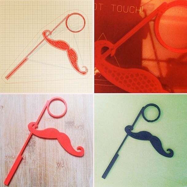 3D printed Mustache and Monocle on a thin Stick・Cults