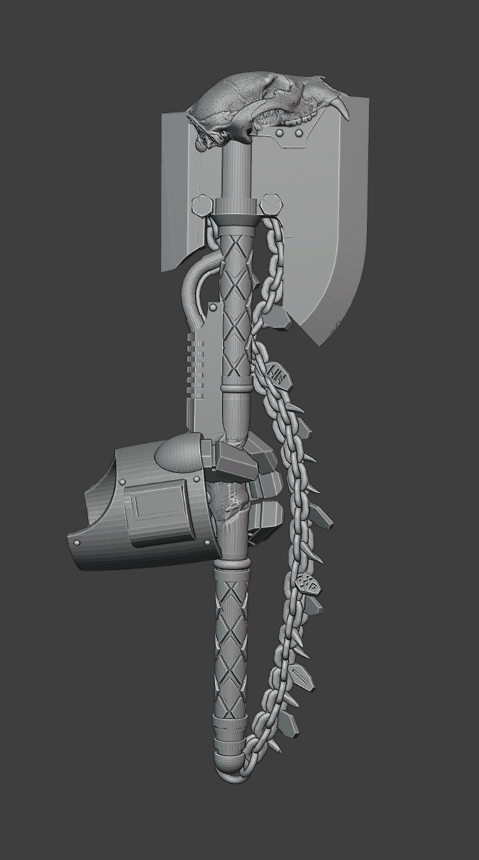 🪓 Rune Covered Mech Axe Wielding Gauntlet・Free STL File for ・Cults