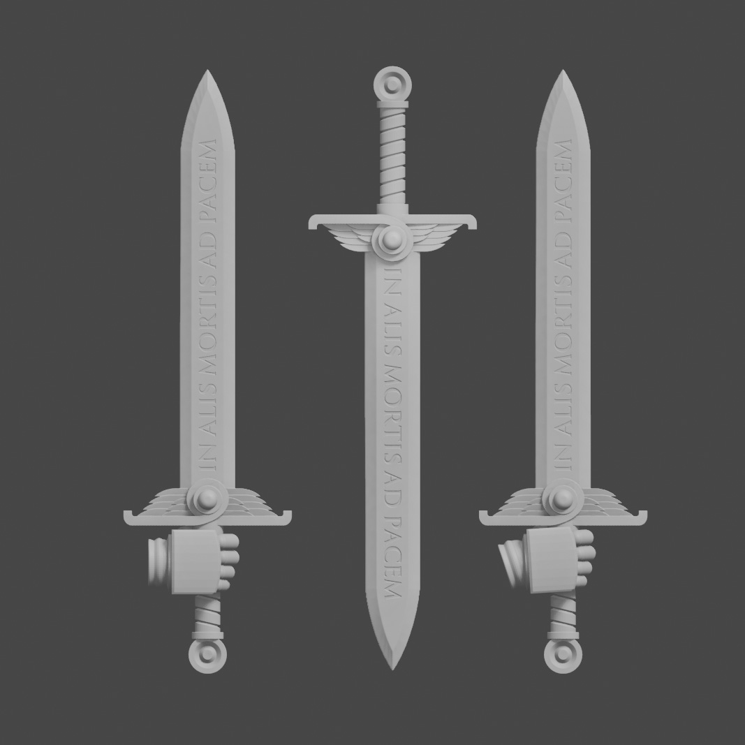 🗡️ Relic power sword with swirly wings・Free STL File for ・Cults