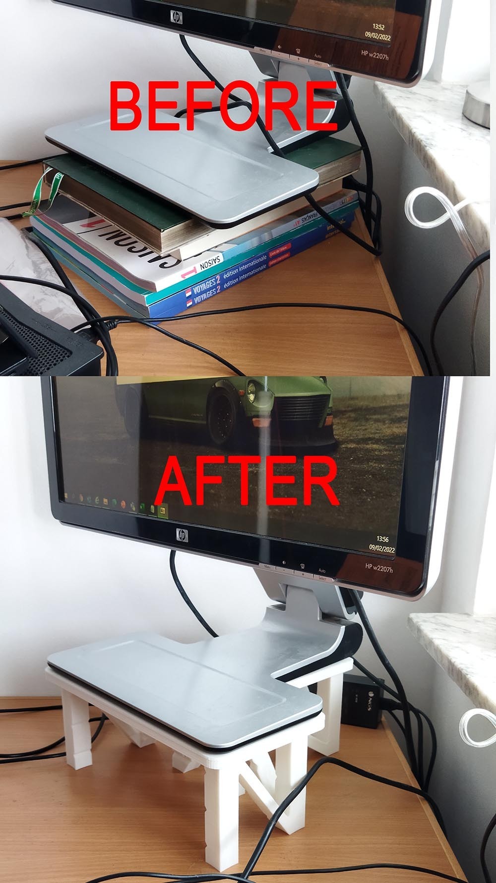 🏠 Monitor Stand/Riser (HP w-Series) w/ 3 Storage Drawers・Free STL File ...