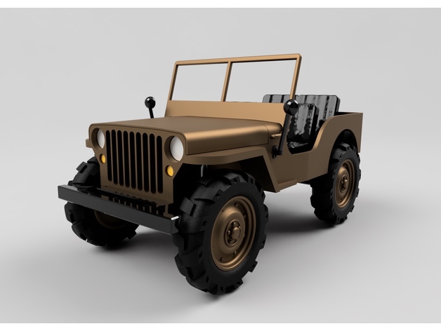 🚗 WILLYS JEEP original style - Full model kit・Free STL File for ・Cults