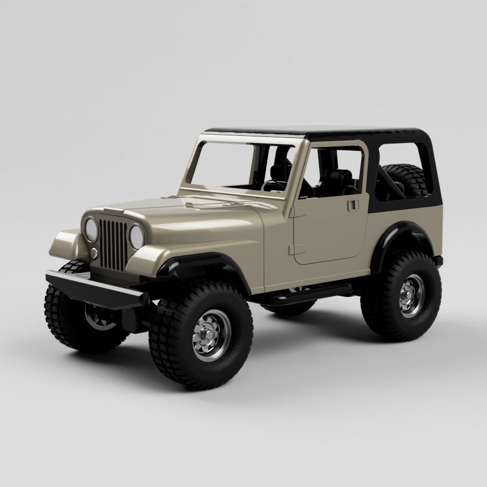 🚗 Open JEEP CJ7 with separate hardtop・ STL File for 3D printing・Cults
