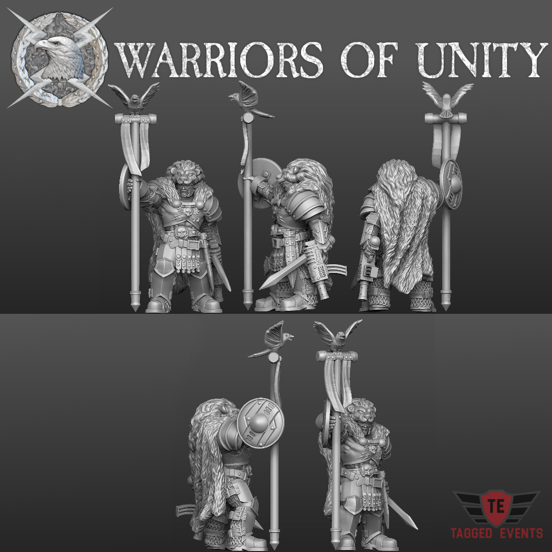 ⚔️ Warriors of Unity - Vexillarius Banner Bearer・ STL File for ・Cults