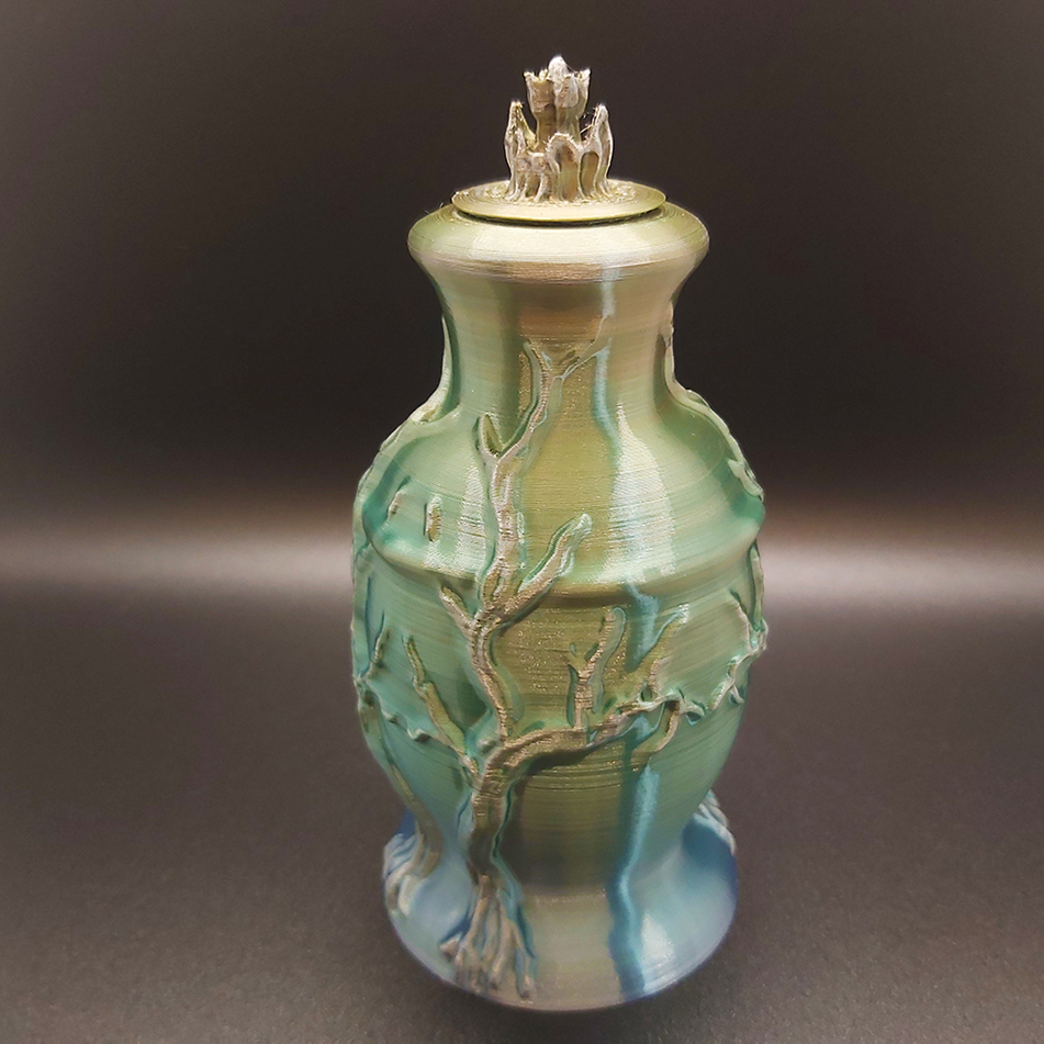 Free STL file Vase with tree design and lid 🏺 ・3D printing idea to ...