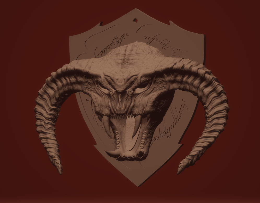 Archivo STL Placa de pared con cabeza de balrog y escudo 🧙‍♂️ ・Modelo ...