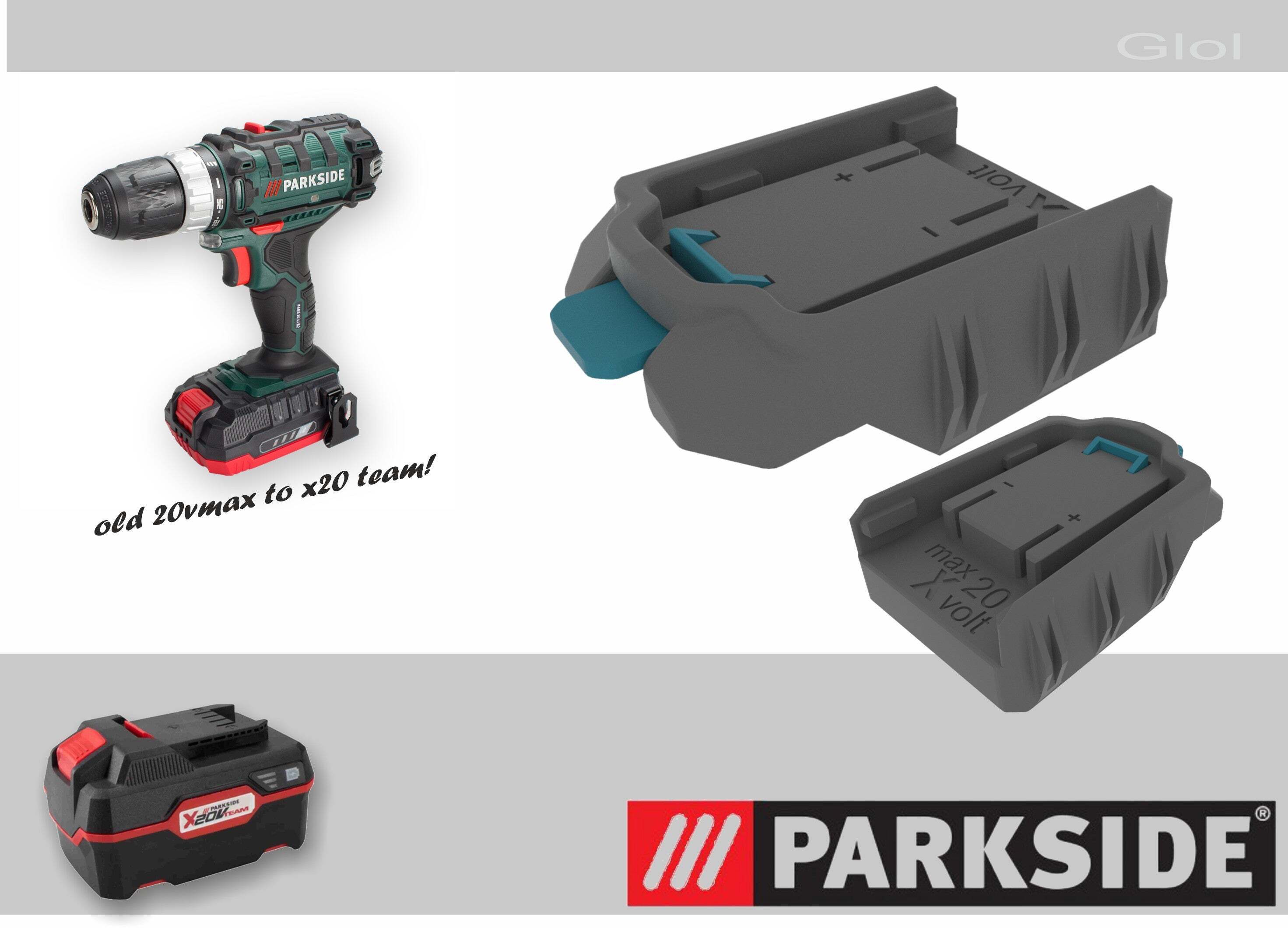 Free STL file Parkside x20 to Parkside 20v Max 🔧 ・3D printing model to ...