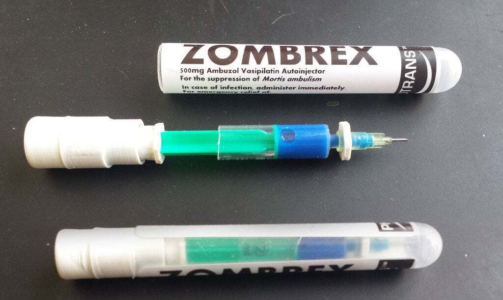 🚨 Zombrex vaccine Auto-Injector (actually working)・Free STL File for ・Cults