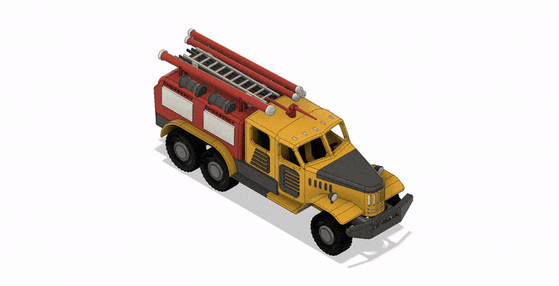 🔥 Yellow Zil Fire Truck with Movement・Free STL File for ・Cults