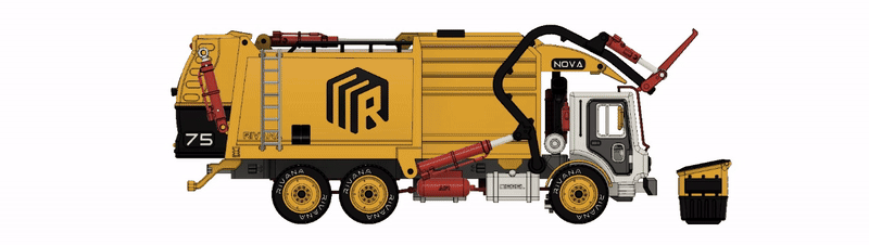 免费 3D 文件 Yellow Front Loading Garbage Truck (Basic) 🗑️ ・可下载 3D 打印模板・Cults