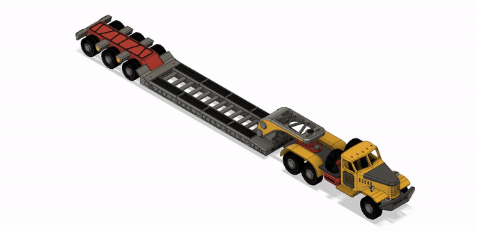 🚚 Yellow Zil Truck Lowboy Trailer・Free 3D File for ・Cults