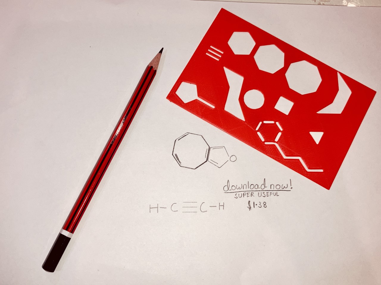 STL file Chemistry Stencil Tool 🧑‍🏫 ・Model to download and 3D print・Cults