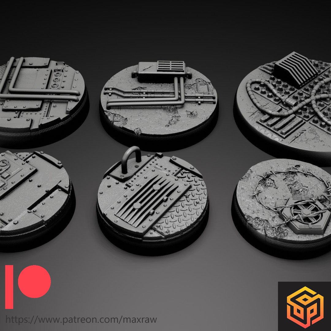 🔮 Round Bases Set "FUTURE A" - Free Sample !・Free STL File for ・Cults