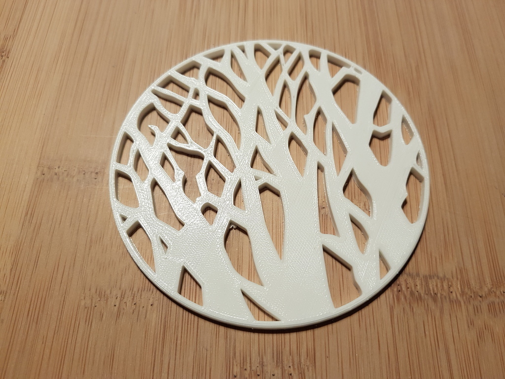 3D printable Tree silhouette coaster・Cults