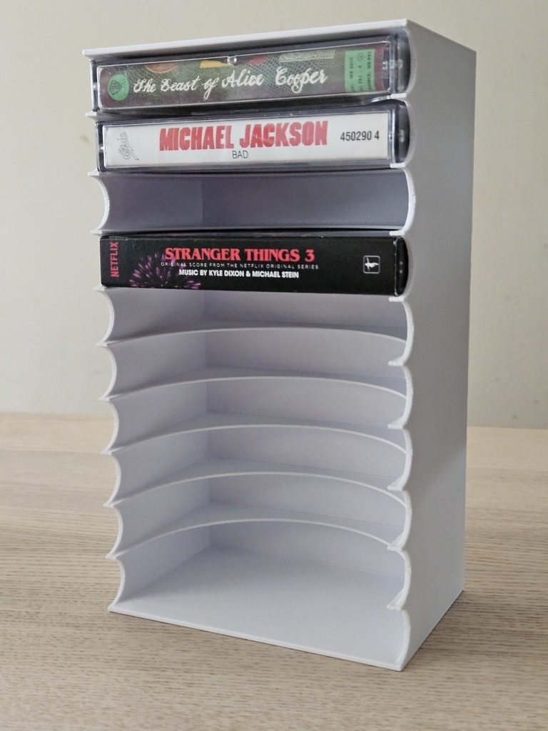 📼 Cassette Rack - 10 Tapes, under 200mm・Free 3D File for ・Cults