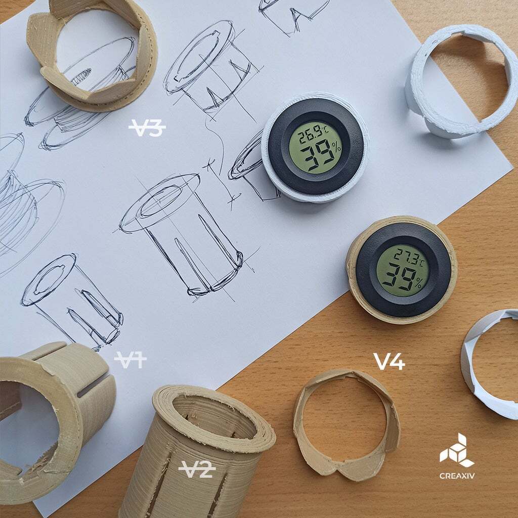 Free STL file Thermometer hygrometer holder ( for filament spool ) 🌡️ ...