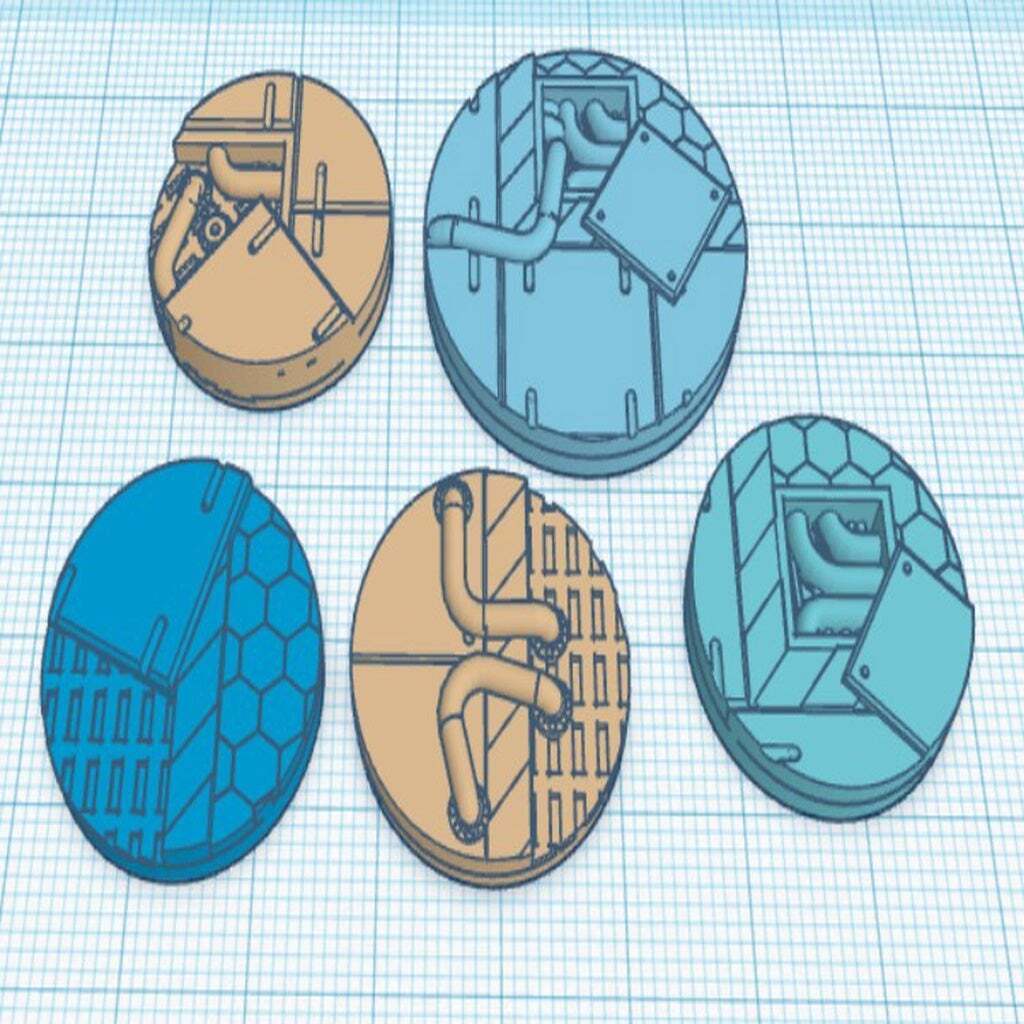 ♾️ Sci Fi Miniature Bases 23mm - 50mm (Open Panels)・Free STL File for ...