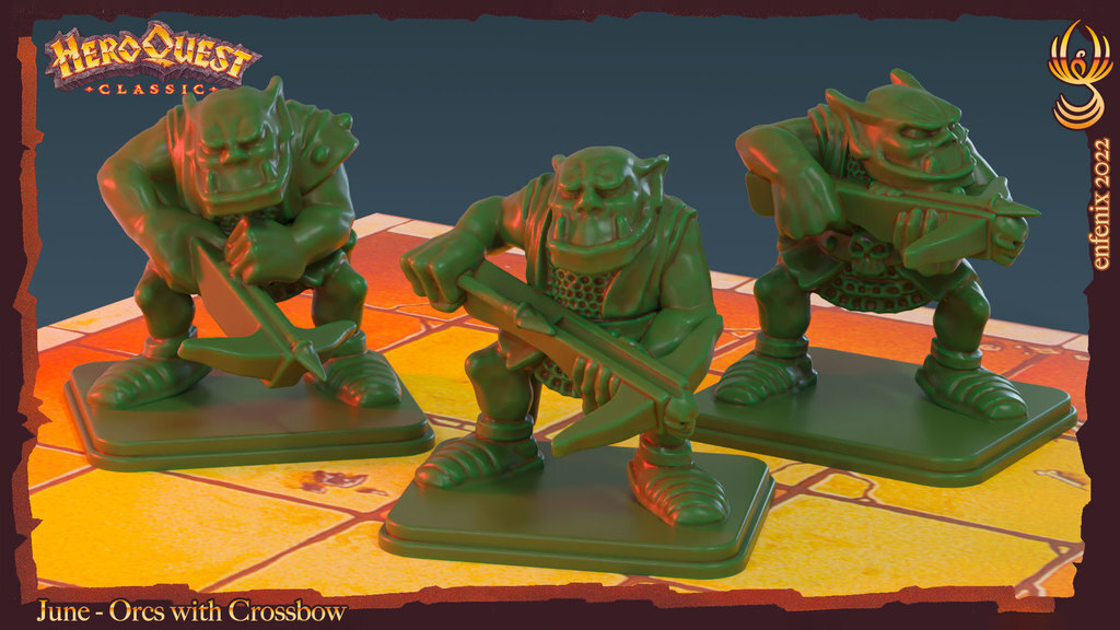 ⚔ Heroquest Classic - Orc with Crossbow・Free 3D File for ・Cults
