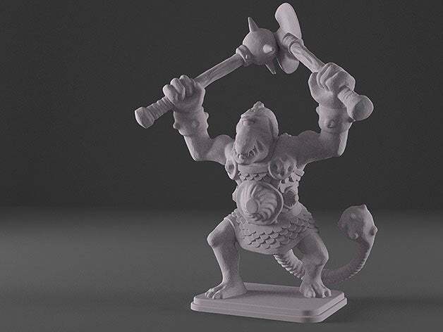 ⚔ HeroQuest - Fimir Warlord with Axe and Mace・Free STL File for ・Cults