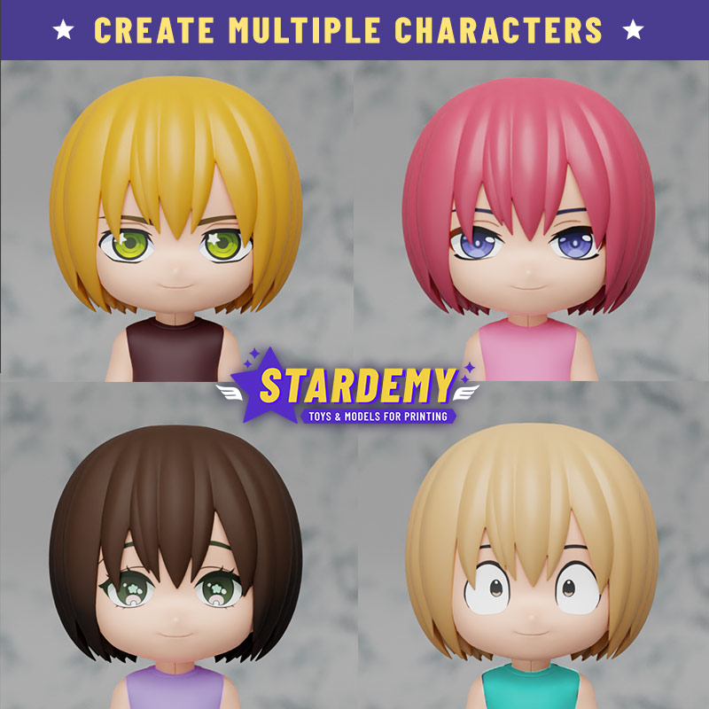 3D file Nendoroid Bob Hairstyle Manta Armin Chibi Stardemy 🎨 ・Template ...